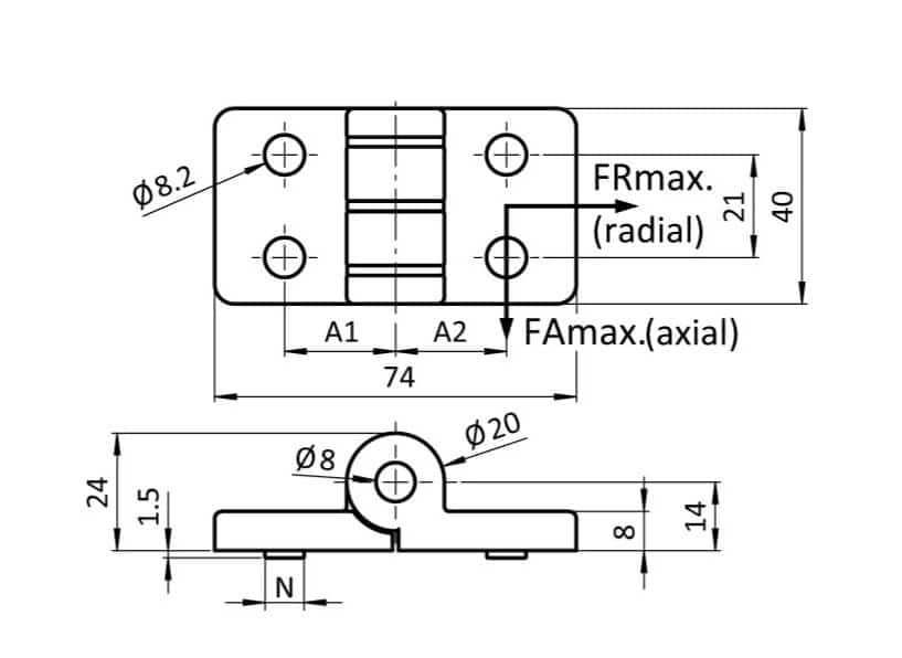 DIE CAST COMBI HINGE 40 X 40 - KJN Aluminium Profile
