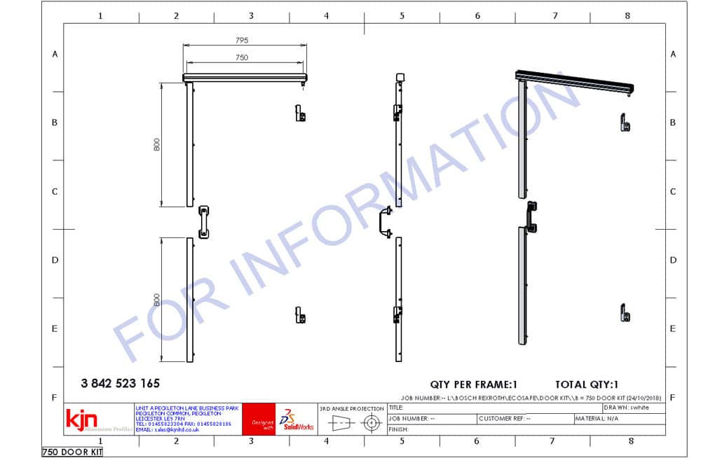 Door Kit 750 - Assembled - KJN Aluminium Profile
