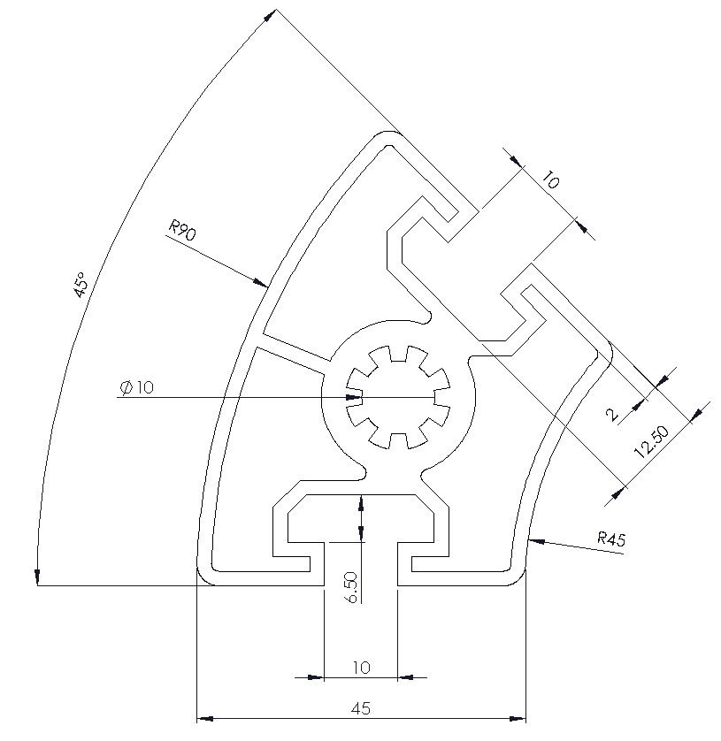BR 45 x 45 Degree Aluminium Profile - KJN Aluminium Profile
