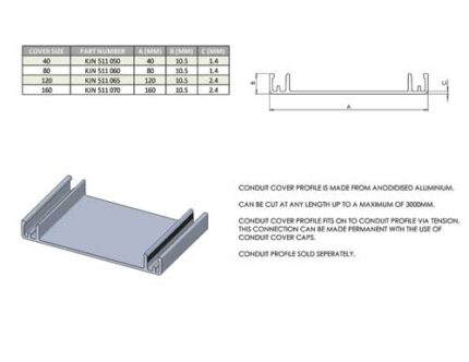 80 Aluminium Conduit Cover (3000mm) - KJN Aluminium Profile