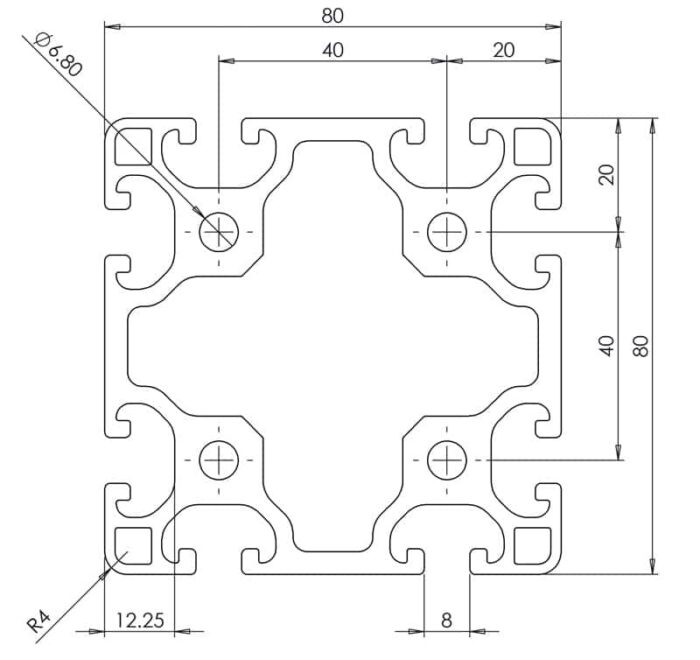BLACK IR 80 X 80L (8) - KJN Aluminium Profile