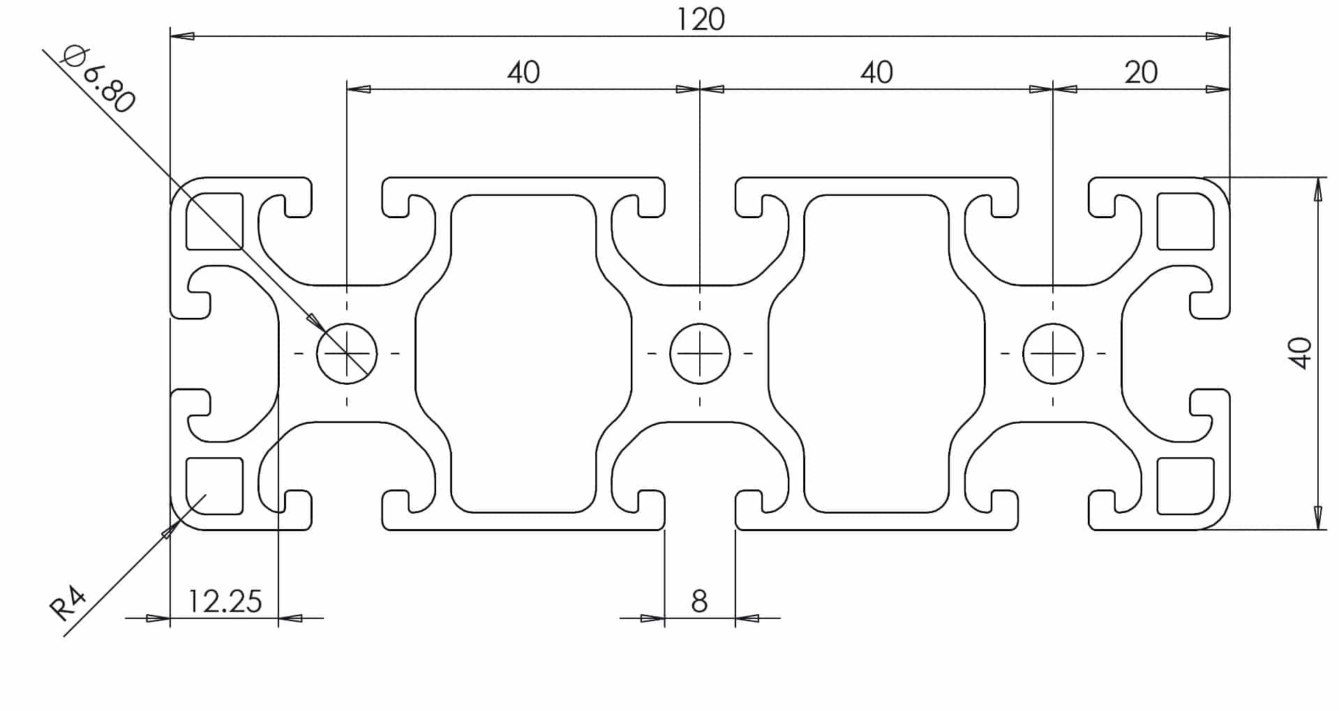 40 x 120L IR Profile - KJN Aluminium Profile