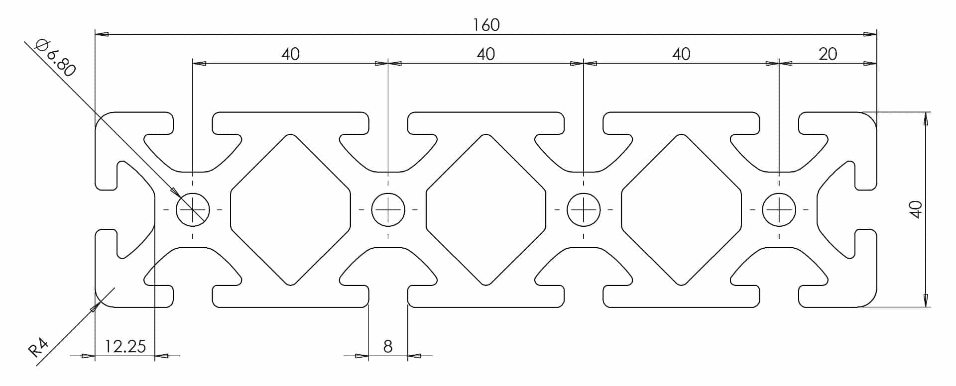 40 x 160 IR Profile - KJN Aluminium Profile