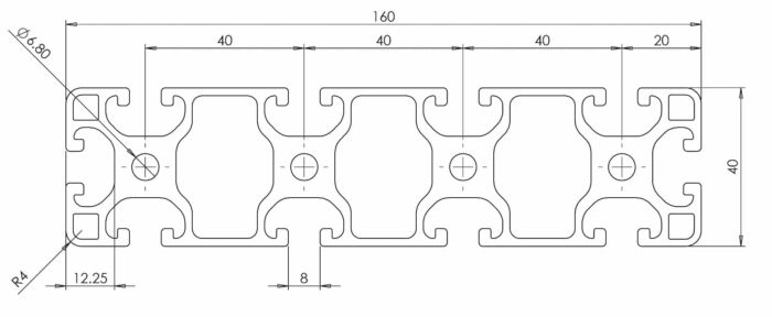40 x 160L IR Profile - KJN Aluminium Profile
