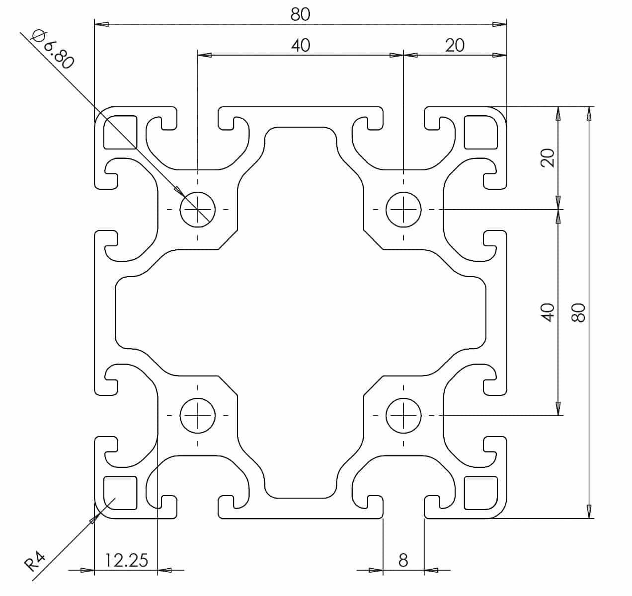 8mm Slot IR Profile - KJN Aluminium Profile