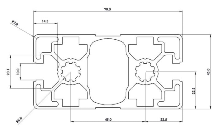 Aluminium Profile with 10mm Slot - KJN Aluminium Profile
